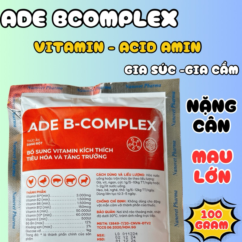 Ade Bcomplex multivitamin for livestock and poultry, 100gram pack ...