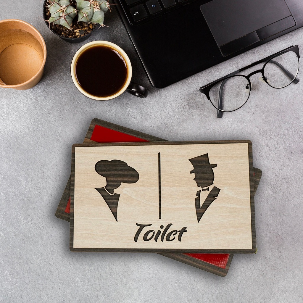 Plywood toilet panel with door separation of men's and women's toilets ...