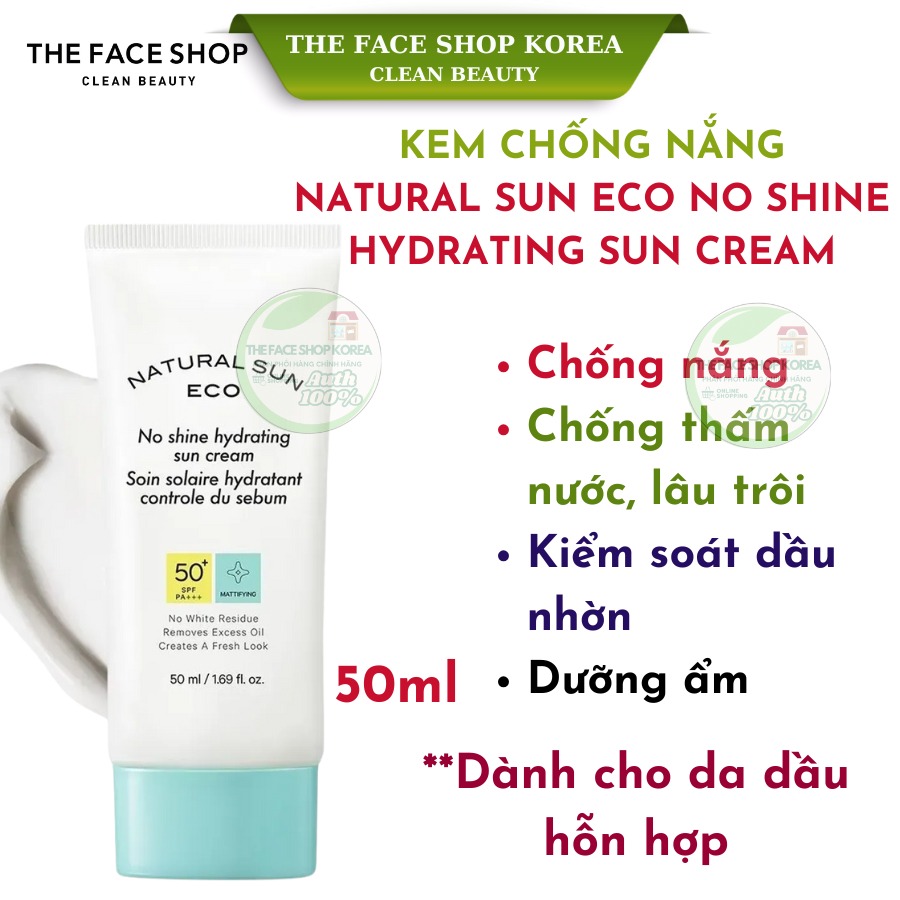 The Face Shop Natural Sun Eco No Shine Hydrating Sun Cream SPF50+PA ...