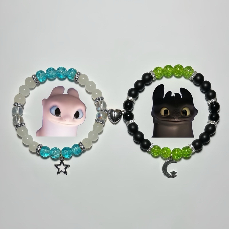 How to Train Your Dragon Movie Couple Bracelet with Heart Magnet ...