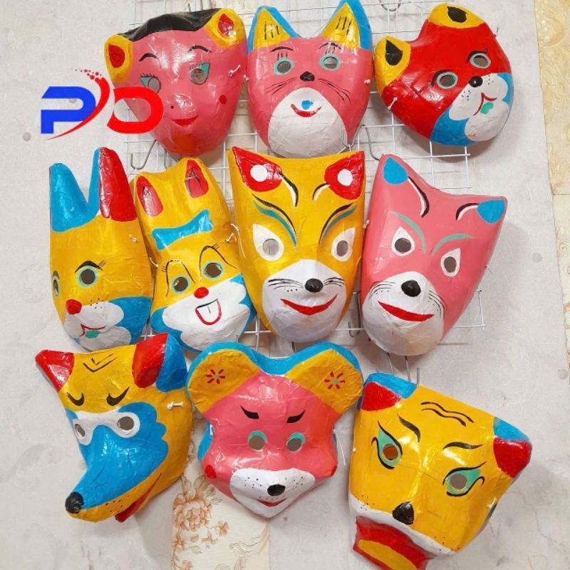 Mid-Autumn paper mache masks with beautiful, sharp coloring of folk ...