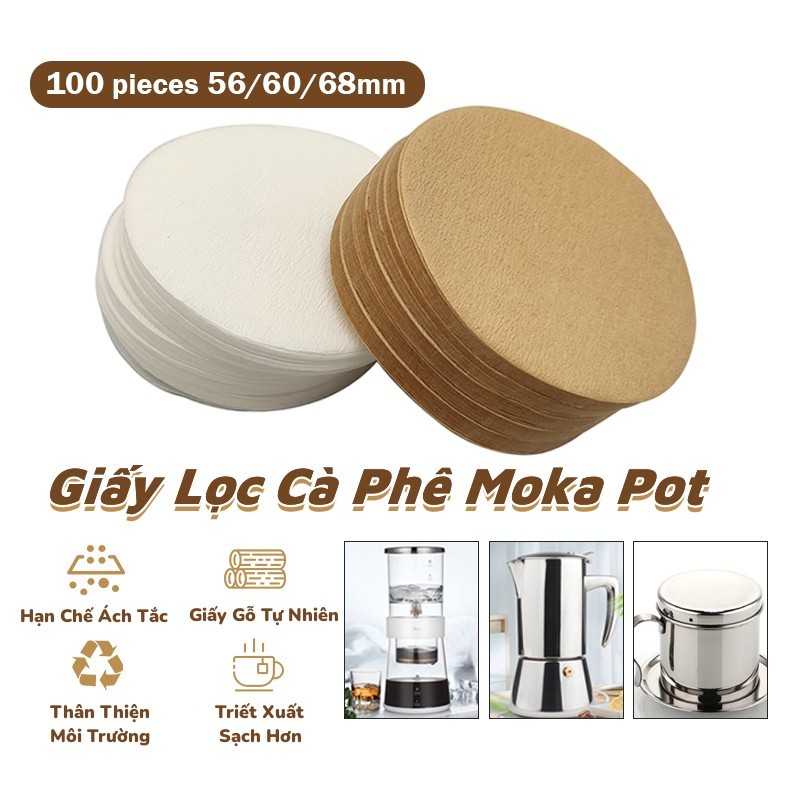 100 sheets of round coffee filter paper for Moka pot, high quality ...