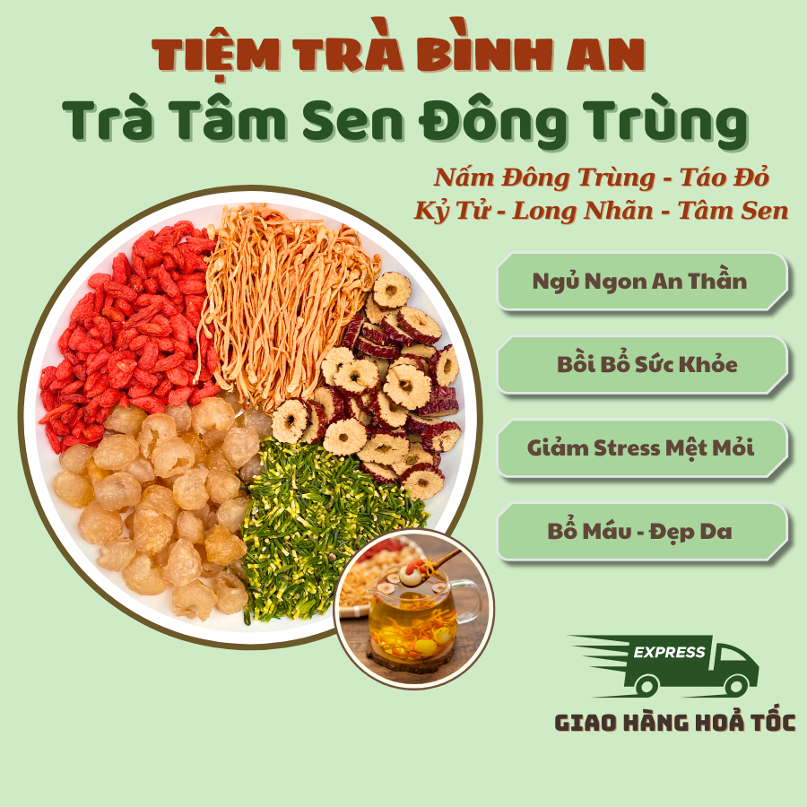 An Binh Cordyceps Lotus Heart Tea, Helps Sleep Well, Calms the Spirit ...