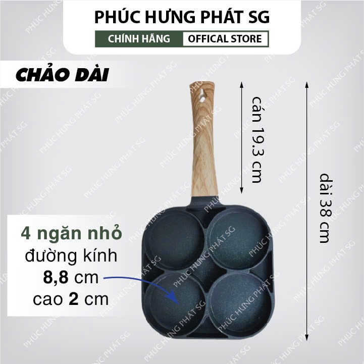 Square frying pan for eggs and cakes, 4 compartments, 4 non-stick holes ...