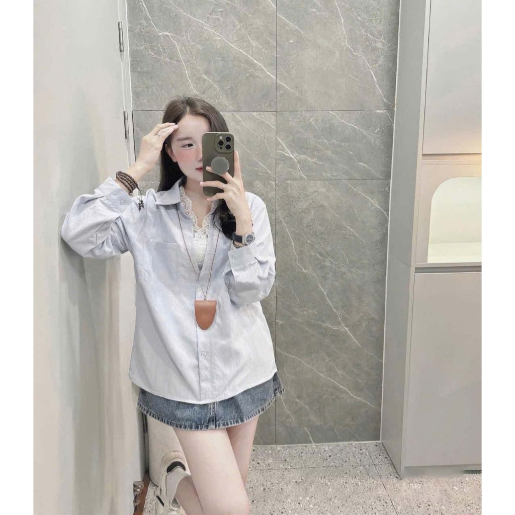 Suny Store Korean style women's lace shirt (with inner lace shirt ...
