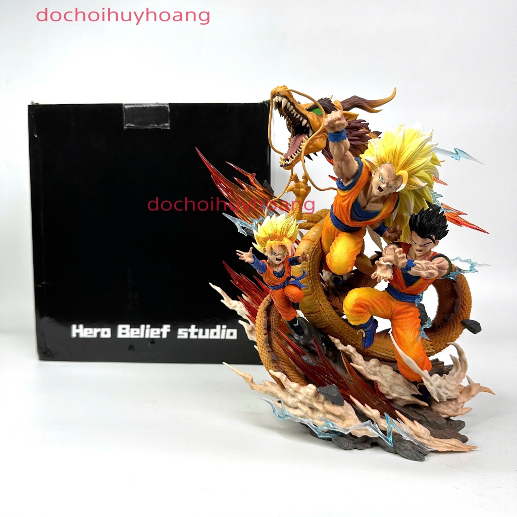 Son Goku Gohan Golden Dragon Ball Three Character Statue Model 28cm ...