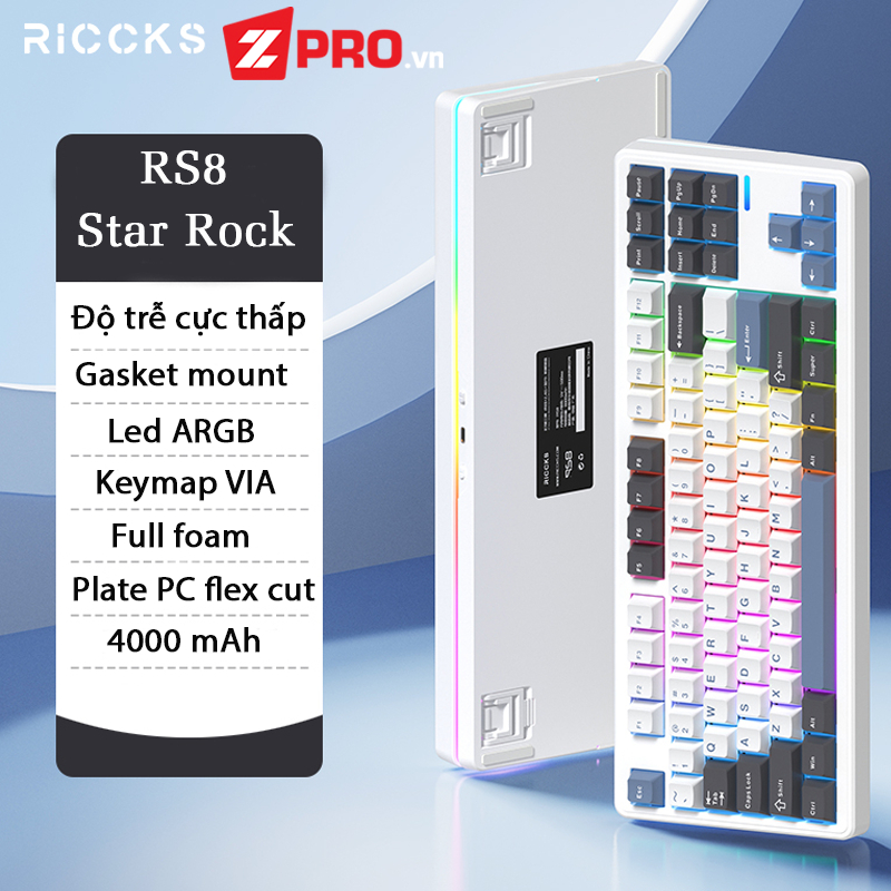 Riccks RS8 Mechanical Keyboard (3 Modes, QMK/VIA, Hotswap, Full foam) | Shopee Singapore