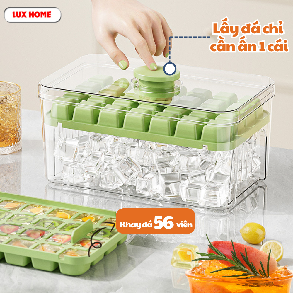 2-layer smart ice tray box, press the button for easy ice removal ...