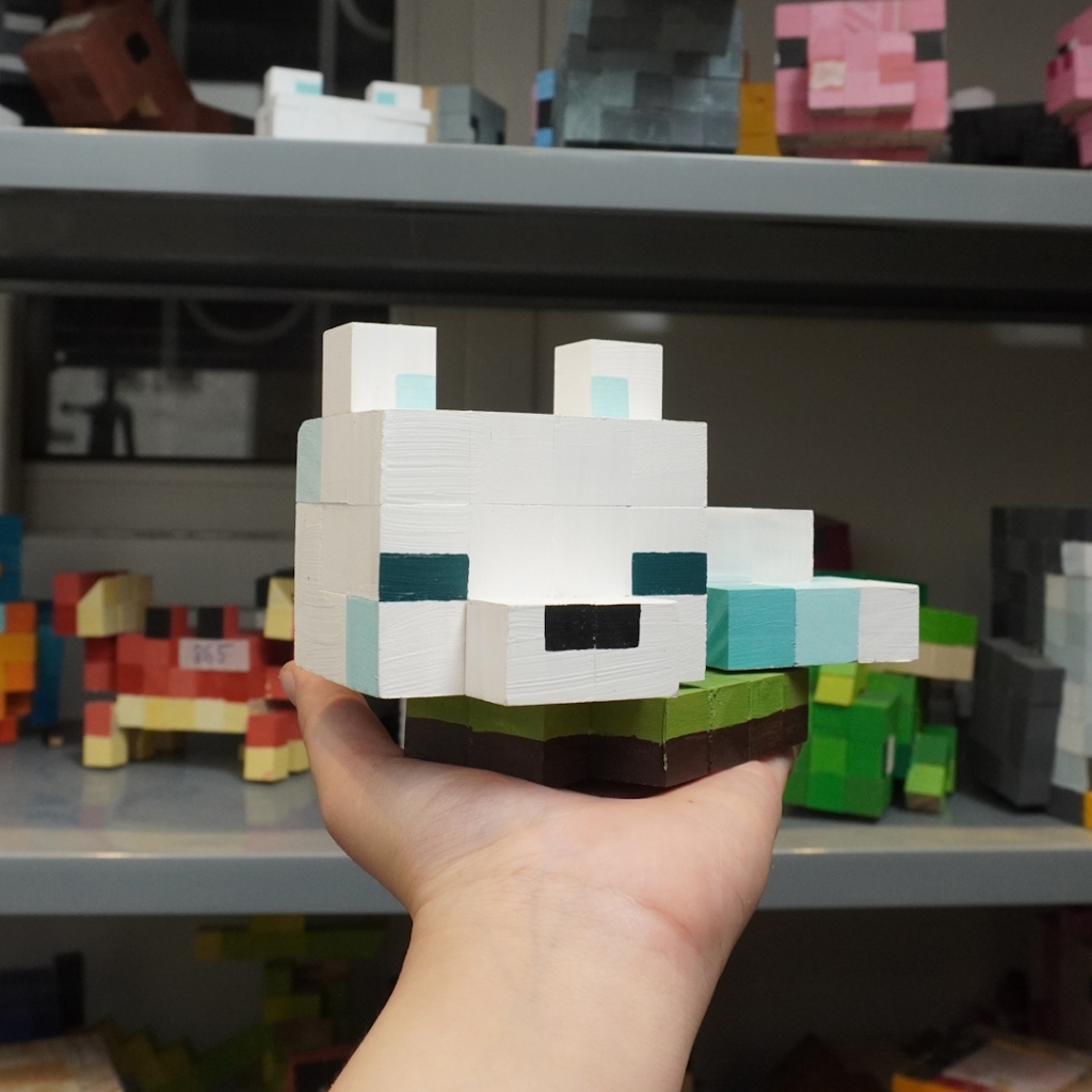 Minecraft Snow Fox Wooden Model | Snow Fox size S (Pre-painted & Self ...