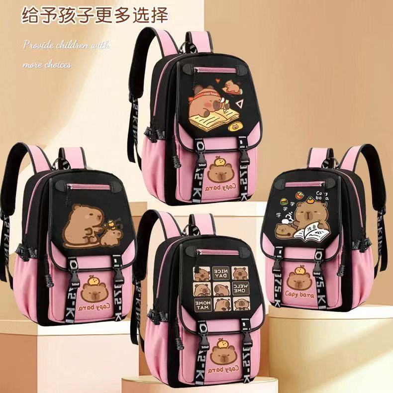 Canvas student backpack for school with free capybara hook | Shopee ...