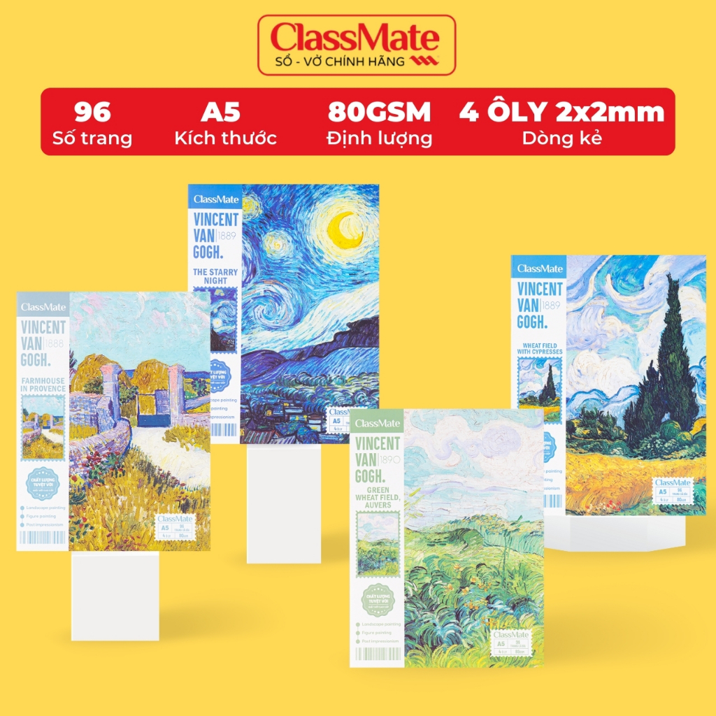 Southern Student Notebook 120gsm CLASSMATE Notebook 4-Liner A5 Van Gogh ...