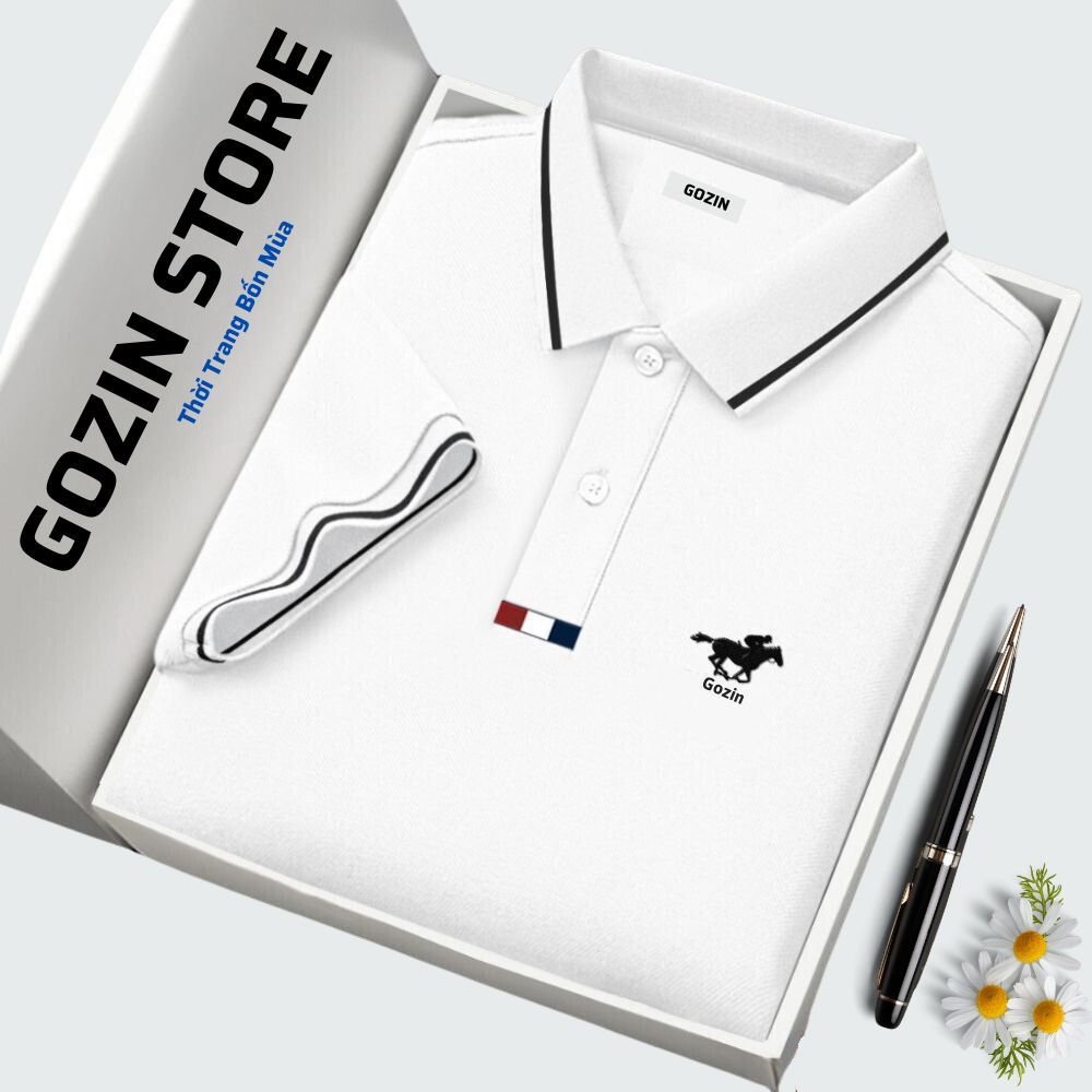 GOZIN STORE Men's Polo Shirt Comfortable Breathable Plain Cotton Fabric ...