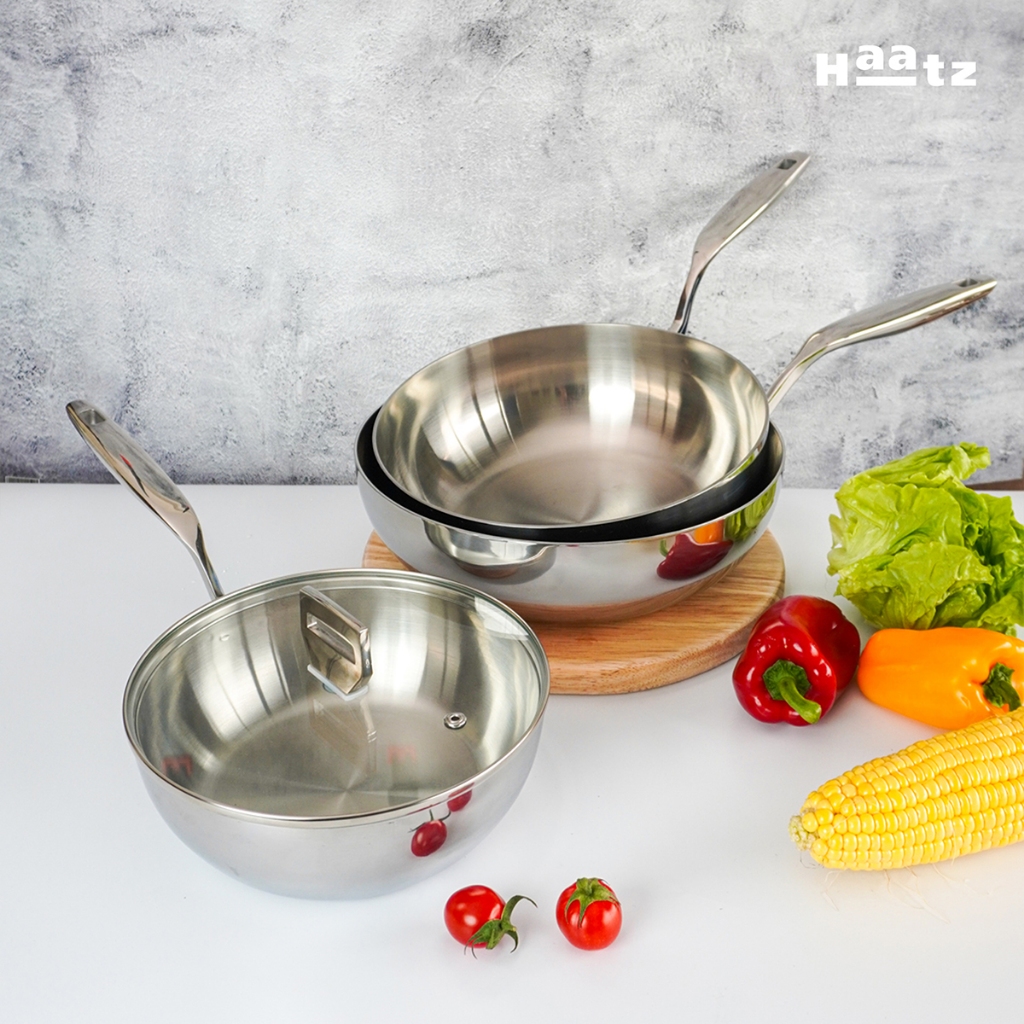 Haatz seamless 316 stainless steel deep pan with 3-layer deep bottom ...