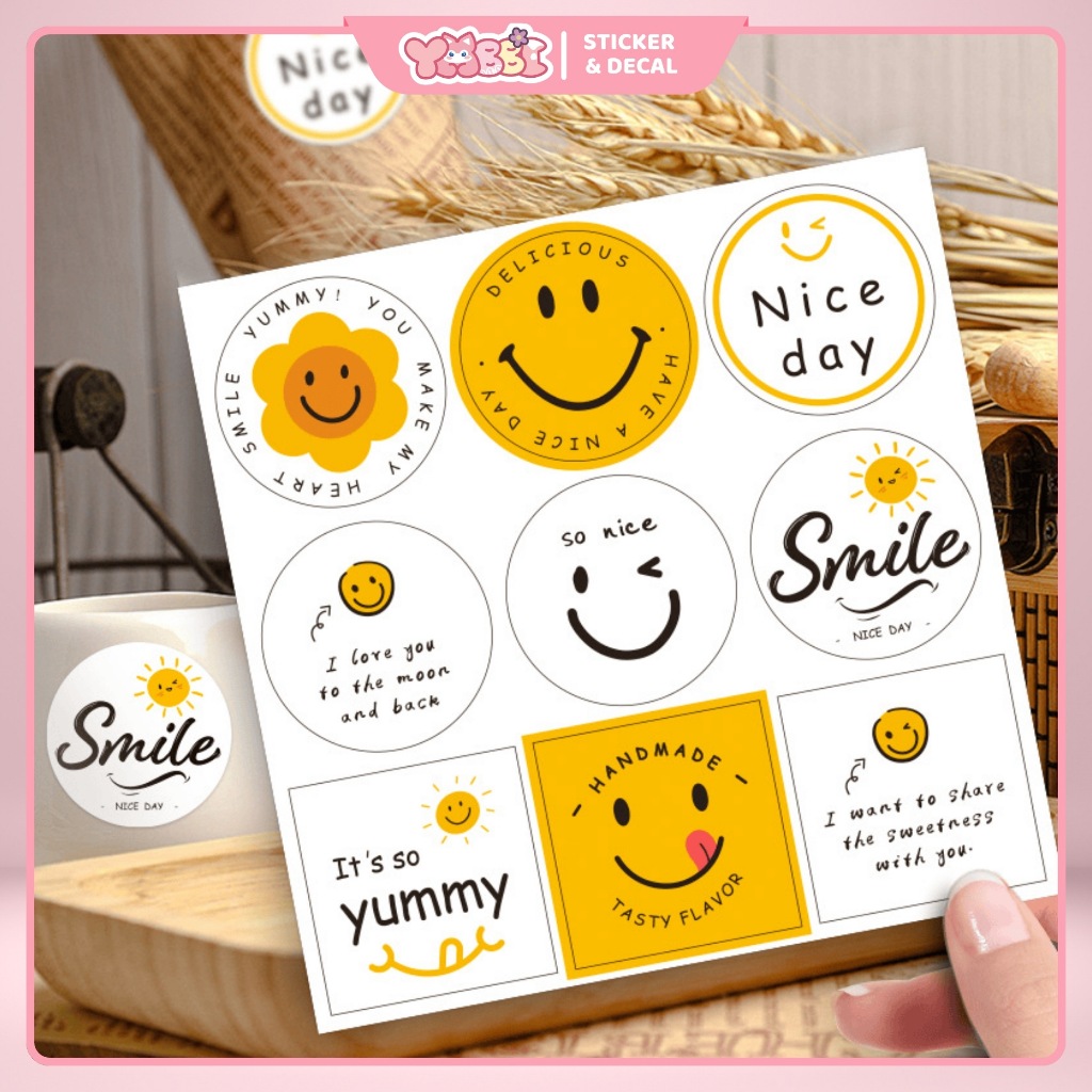 Set of 90 super cute smiley face logo stickers for shops to paste ...