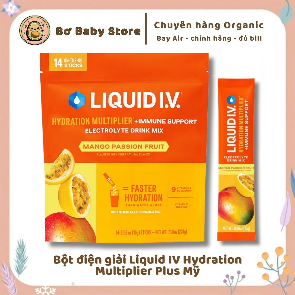 Liquid IV Hydration Multiplier Plus Electrolyte Powder Mango - Passion ...