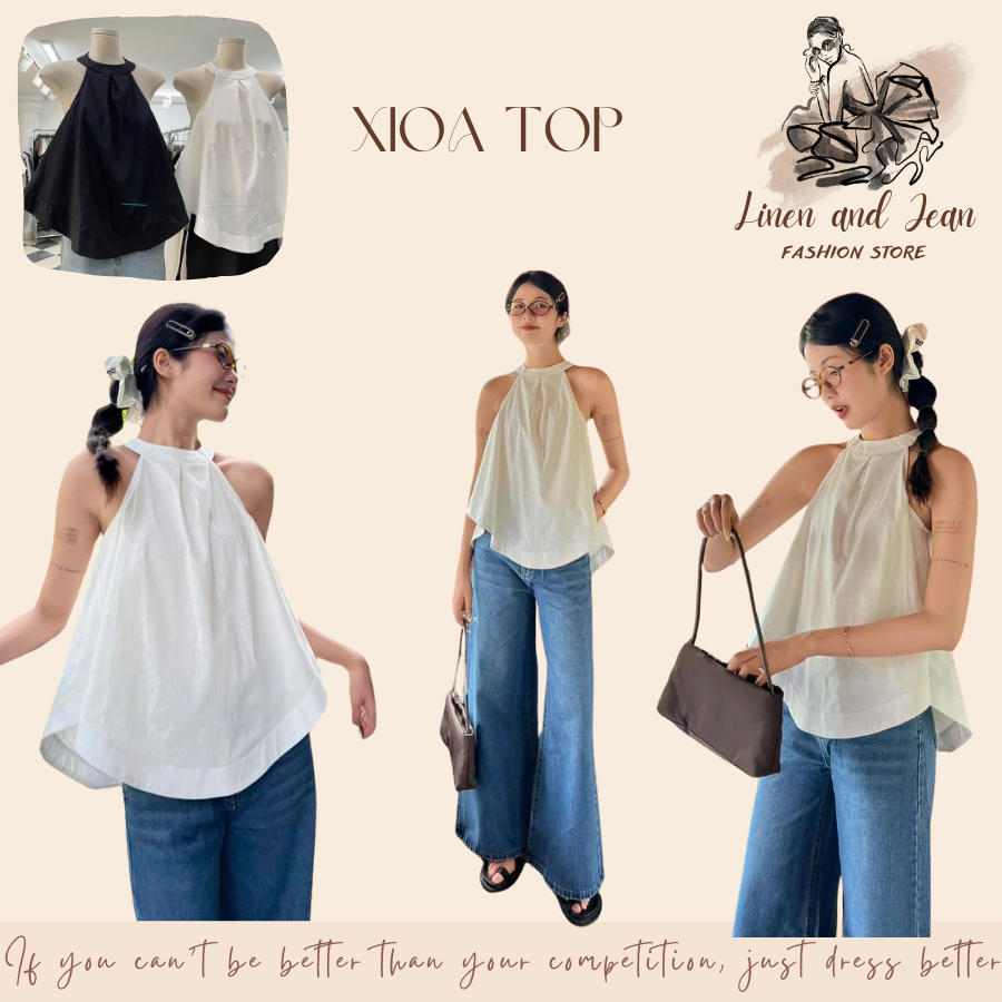 XIOA TOP - FLAWED BIRDS - LINEN AND JEAN | Shopee Singapore