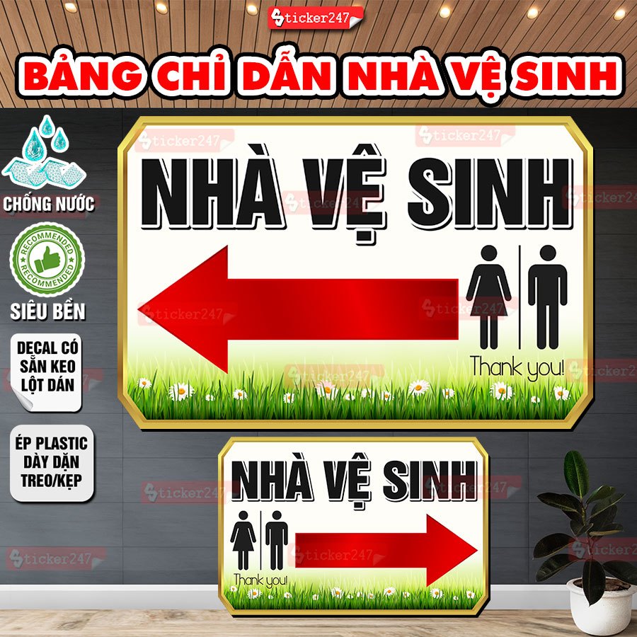 Waterproof Toilet Sign Decal Sticker/Plastic Laminated Sign for Toilet ...