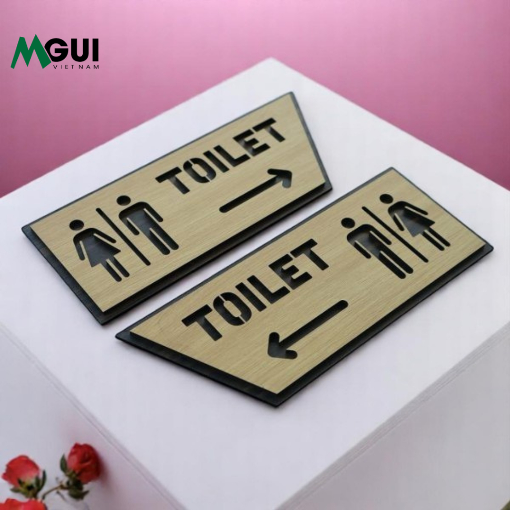 Wooden Toilet Direction Sign TL27 – Left and Right Arrow – Luxurious WC ...