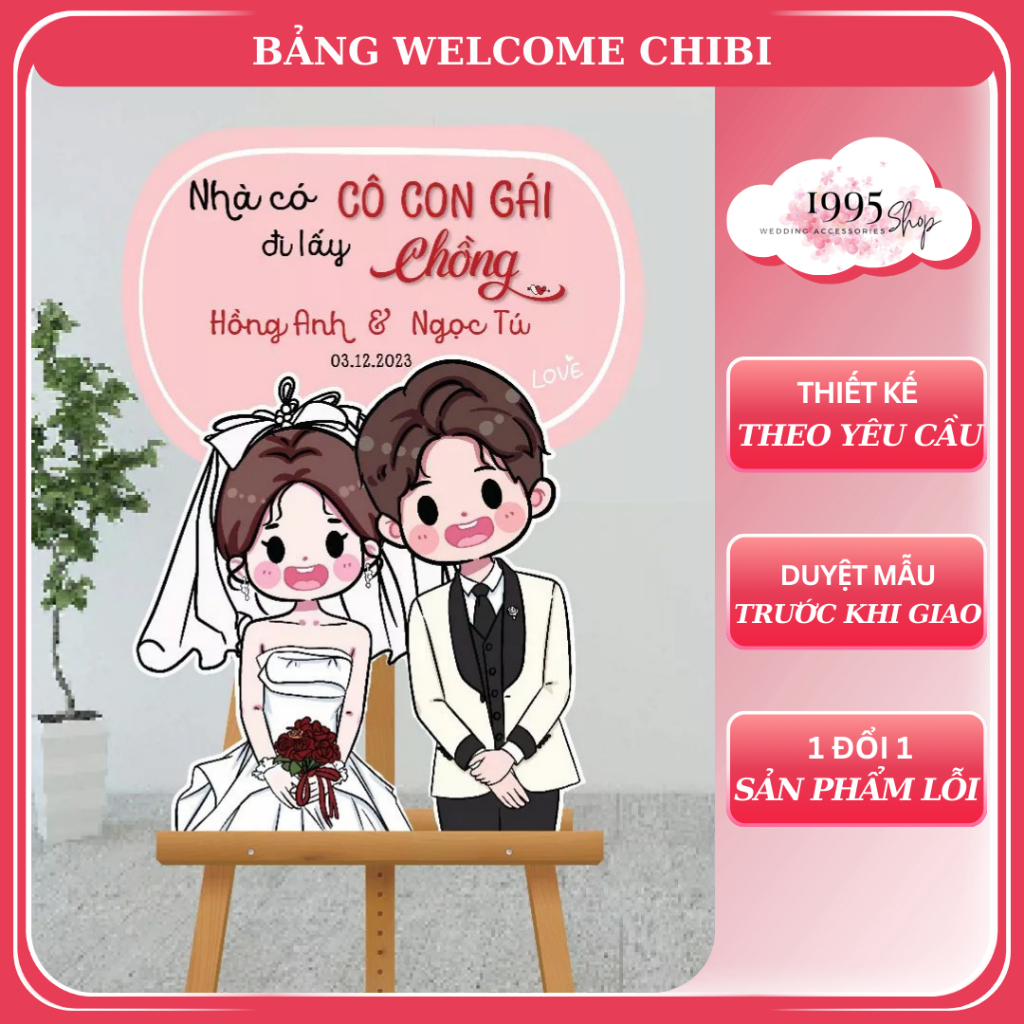 [60x80cm]Cute Chibi Board, Chibi Welcome Board for Wedding Welcome Gate ...