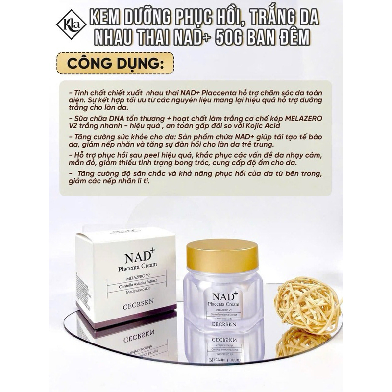 NAD+ night cream _Thai Placenta skin whitening recovery. Genuine ...