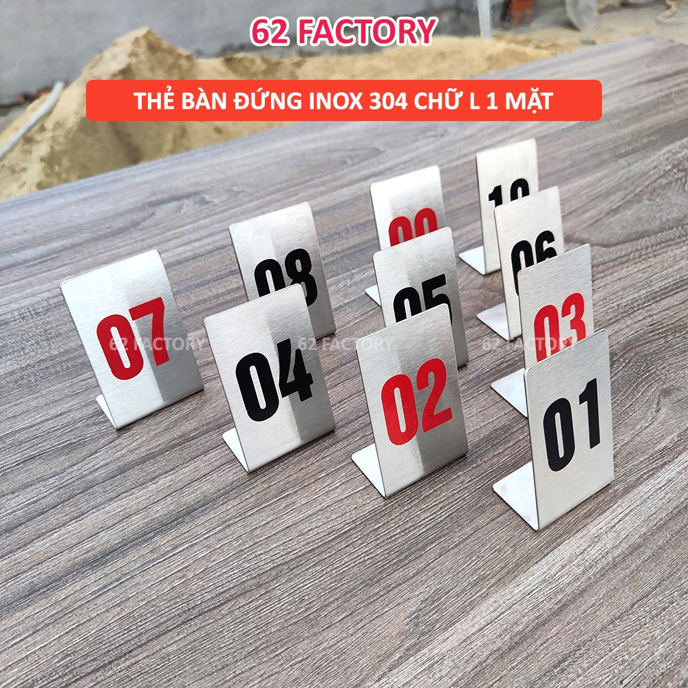 [Stainless steel] 1-sided L-shaped table number card, cafe number card ...