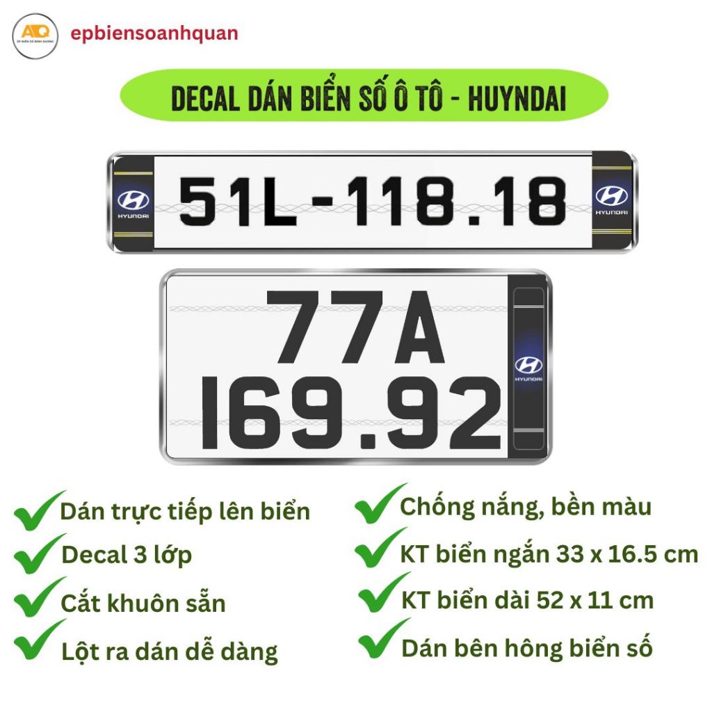 Hyundai Car License Plate Decal | Direct Sea Sticker 52x11 Long, Short ...
