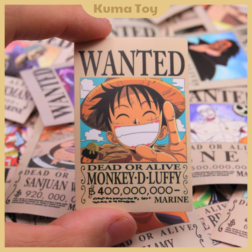 100 models of One Piece wanted poster stickers anime Luffy Zoro Pirate ...