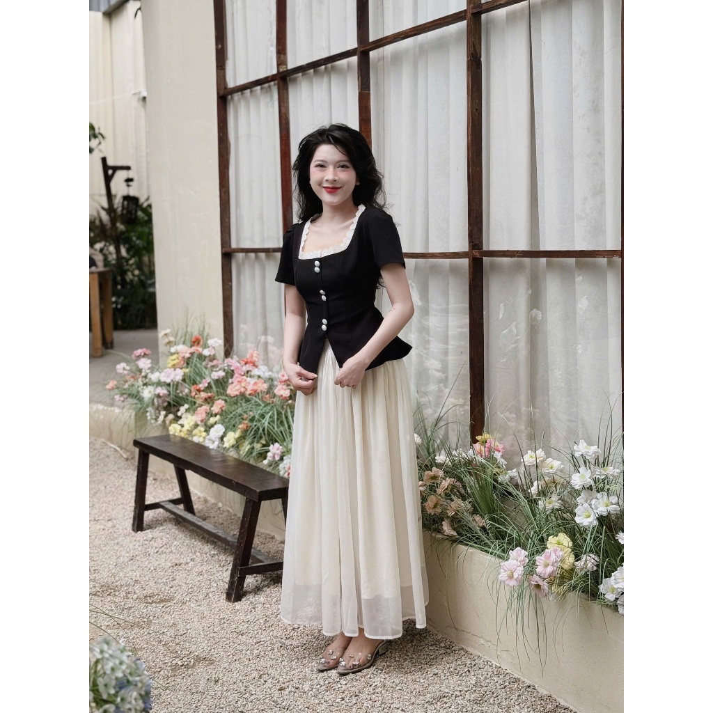 Beautiful hera dress, four-season design, lady's dress set with black ...