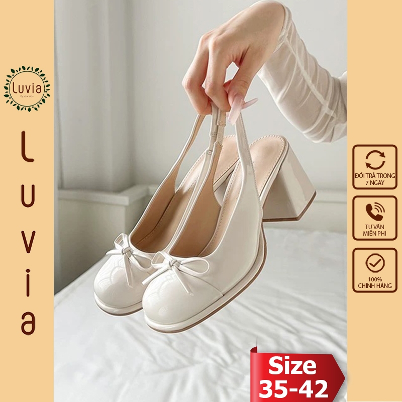Luvia 202CG 5-inch closed-toe high heels with cute bows (Loose-fitting ...