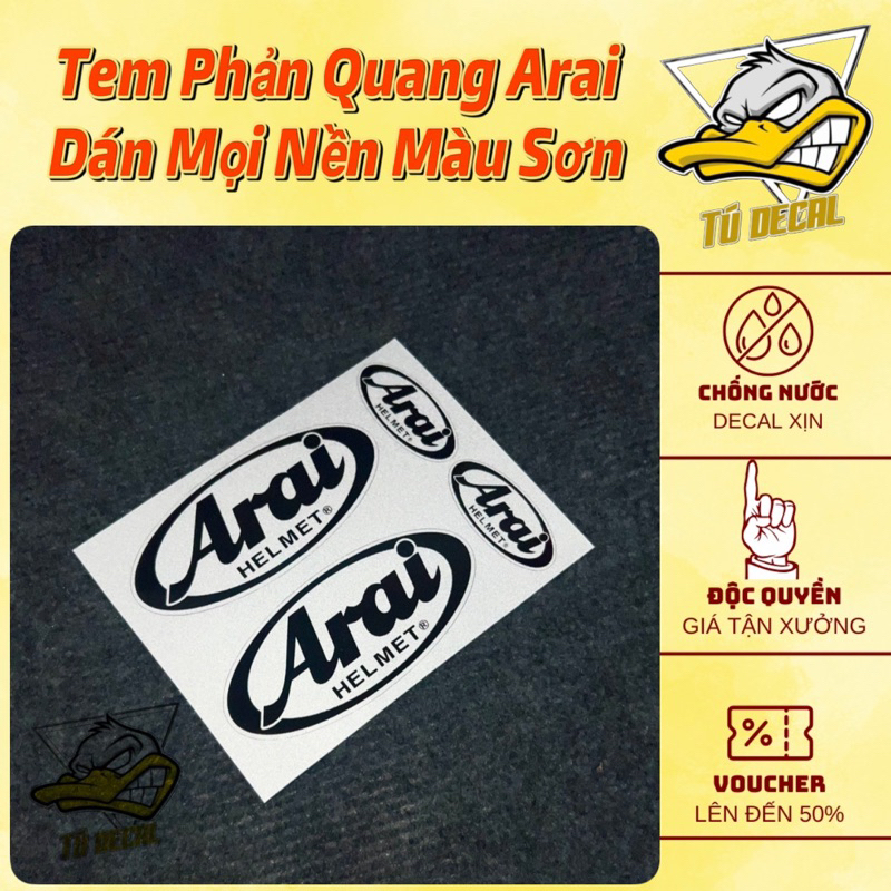 Arai Reflective Logo Sticker Set for Hats, Helmets, Motorcycles ...