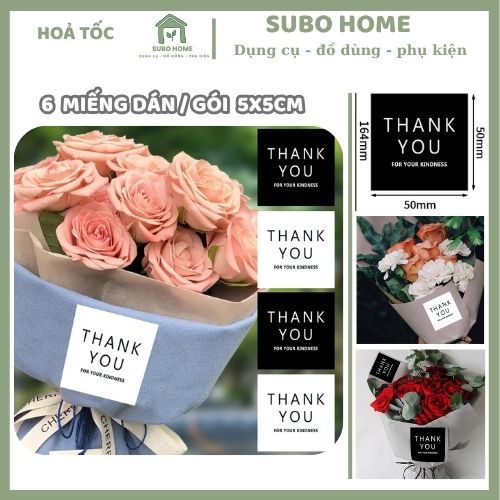 Square thank you stickers, long self-adhesive stickers, laminated ...