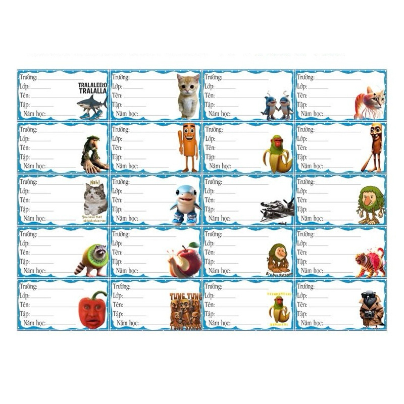 Calcos italian brainrot V2 picture notebook labels 80 labels/Para Termo ...