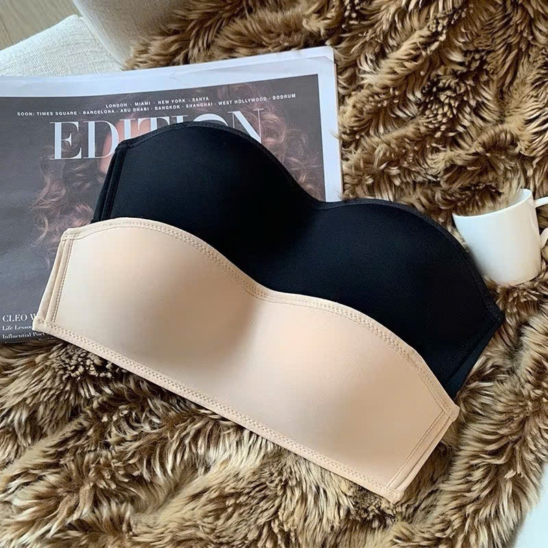 Thin Padded Rimless Strapless Bra - Comfortable Strapless Bra with Anti ...