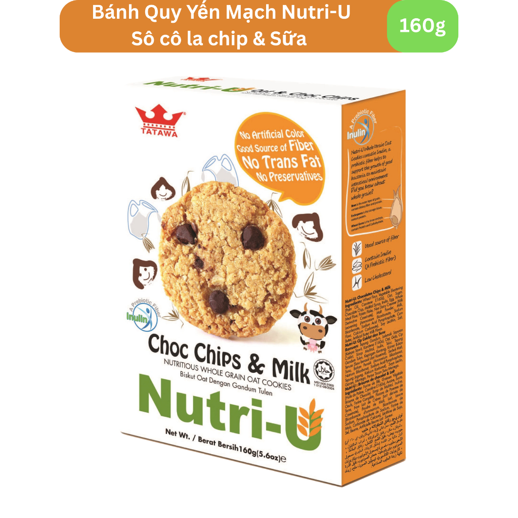 Nutri-U Oatmeal Cookies – Chocolate Chips & Milk (160g) | Shopee Singapore