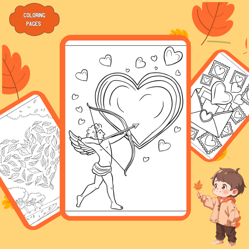 Set of 40/20/10 coloring pages, Heart-shaped coloring pages for ...