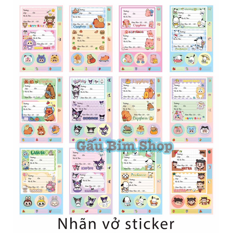 Sticker notebook labels - 1 file includes 8 notebook labels, 12 ...