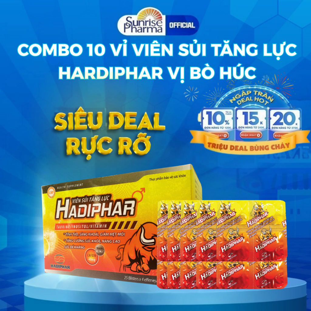 Combo of 10 Hadiphar energy effervescent blisters with red bull flavor ...
