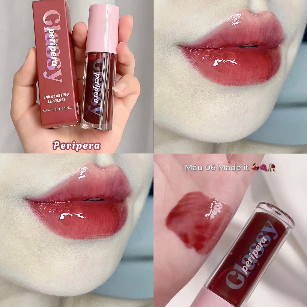Tint Peripera Ink Glasting Lip Gloss 06 Made It earthy red with full ...