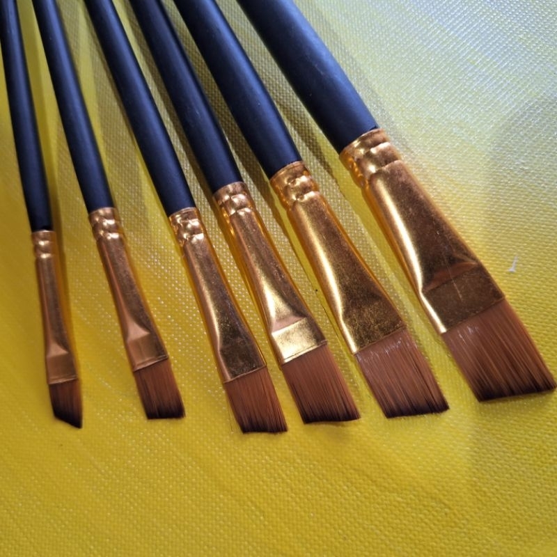Slanted brushes: set of 6, Professional painting brushes, painting ...