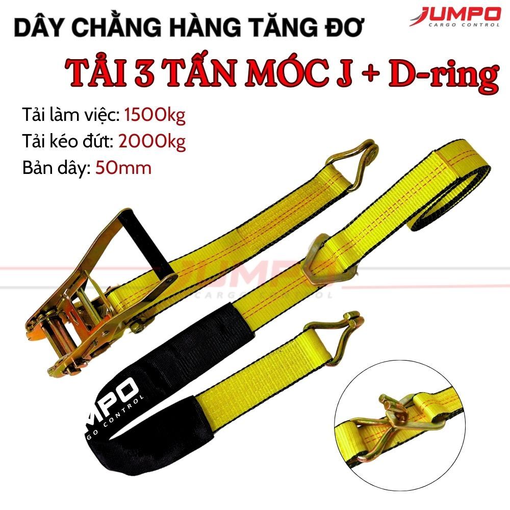 3 Ton ALUMINUM HAND tank lashing strap, 50mm version, J + D-ring hook ...