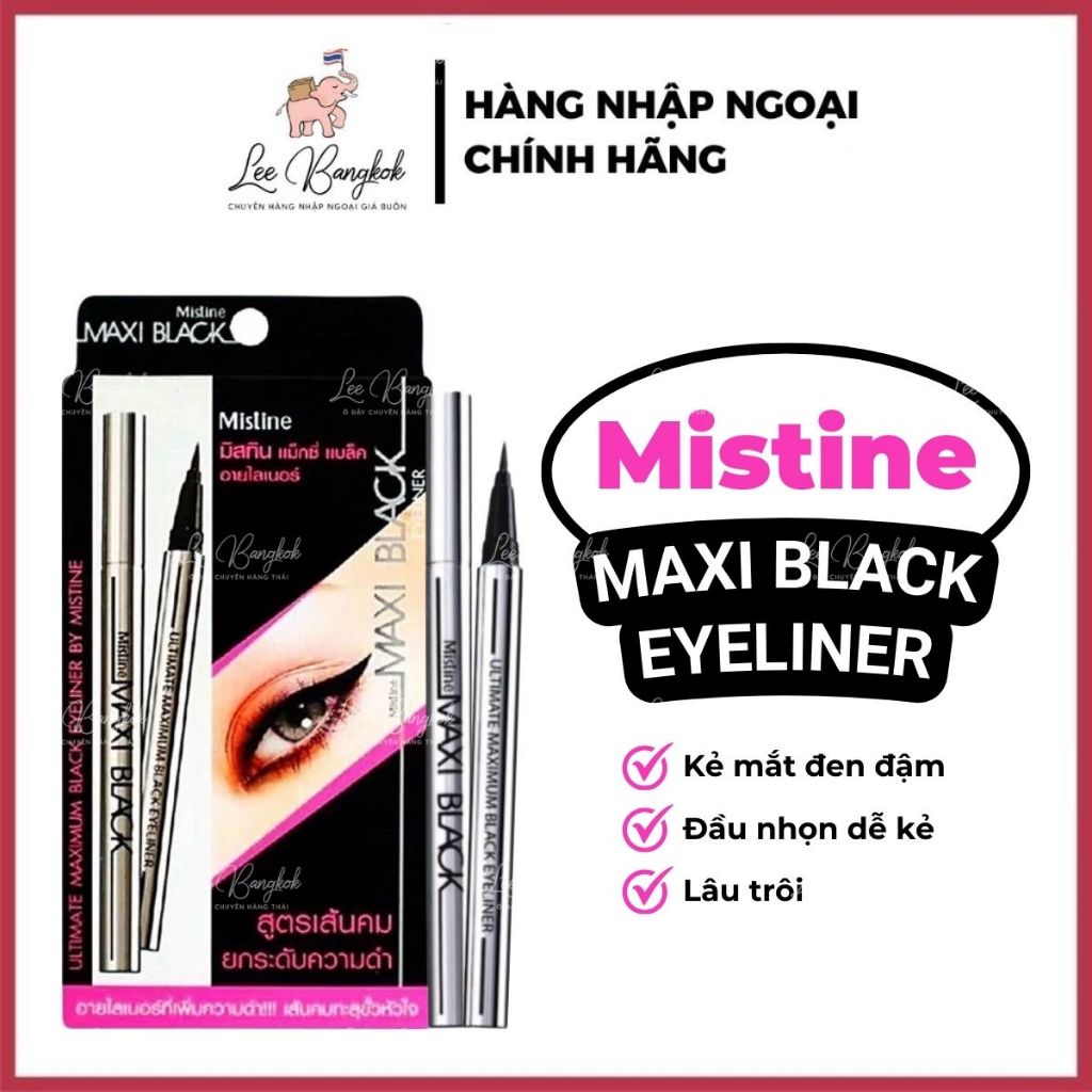 Mistine Maxi Black Ultimate Maximum Fixed Dark Liquid Eyeliner No Smudge, Long Lasting ...