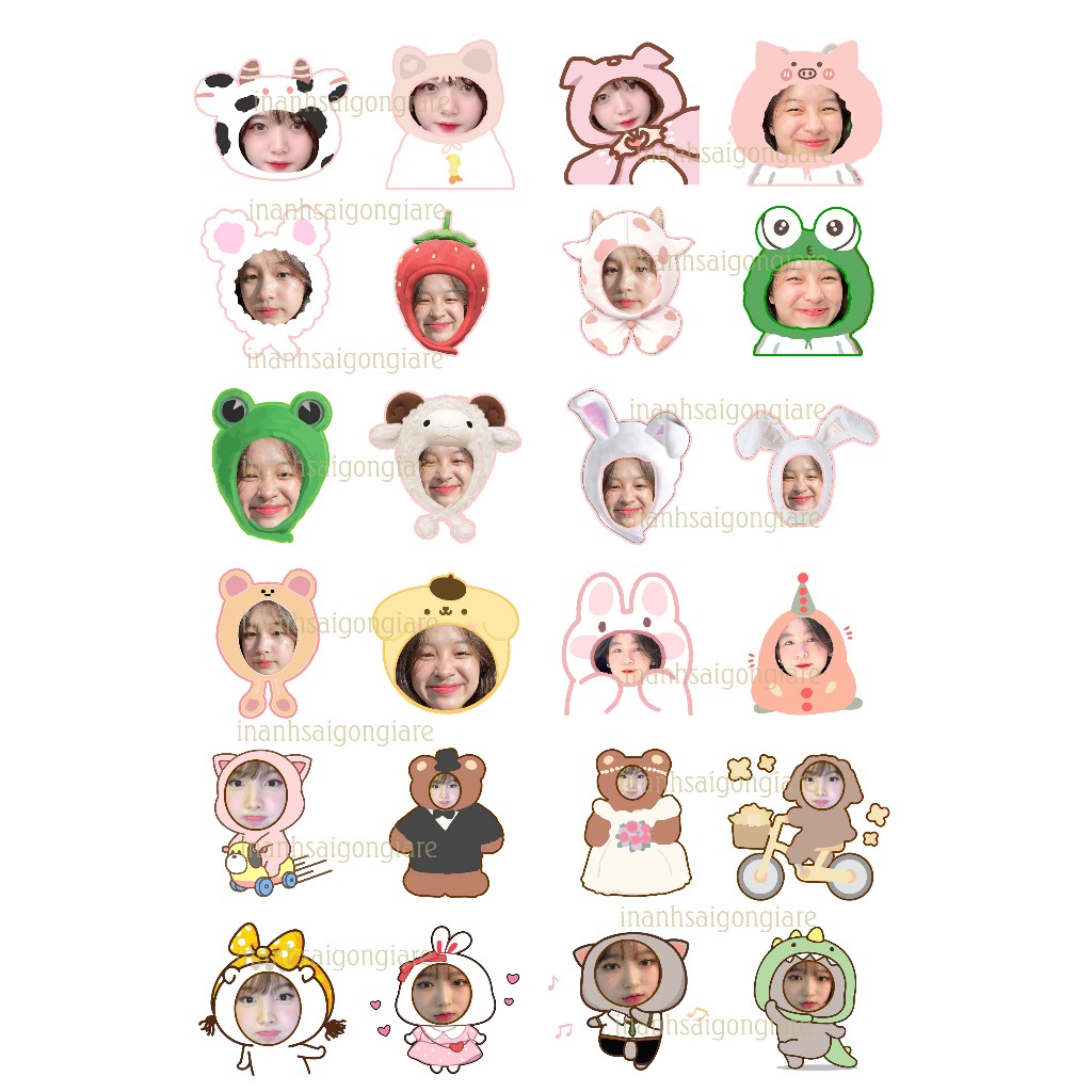 Print chibi faces 4cm 24 double chibi images 7cm 8 images /A4 not pre ...