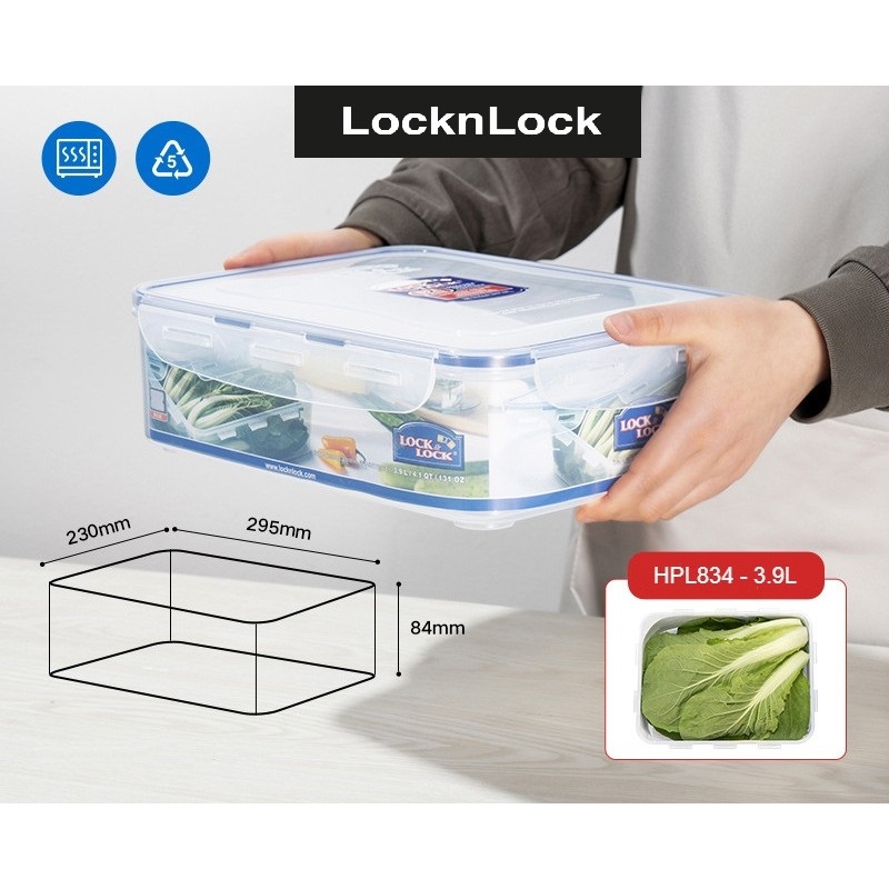 Plastic Food Storage Box Lock&Lock Capacity 3.9L HPL834 | Shopee Singapore