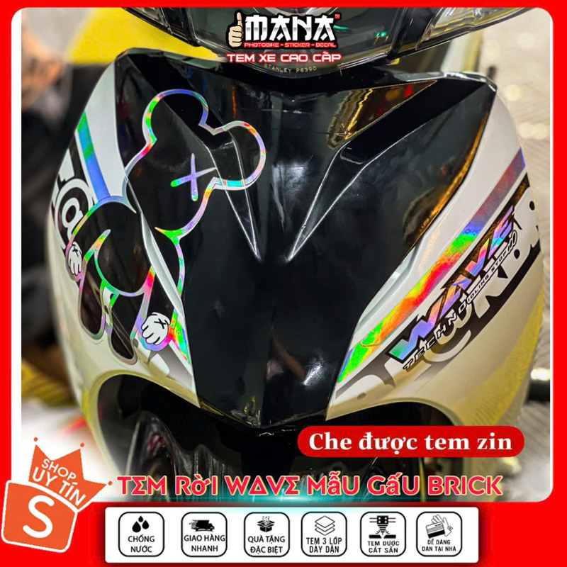 Wave car stickers with bearbrick bear pattern, 7-color chrome composite ...