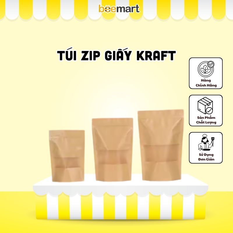 Kraft Paper Zip Bags used to store cakes, candies, dried fruits ...