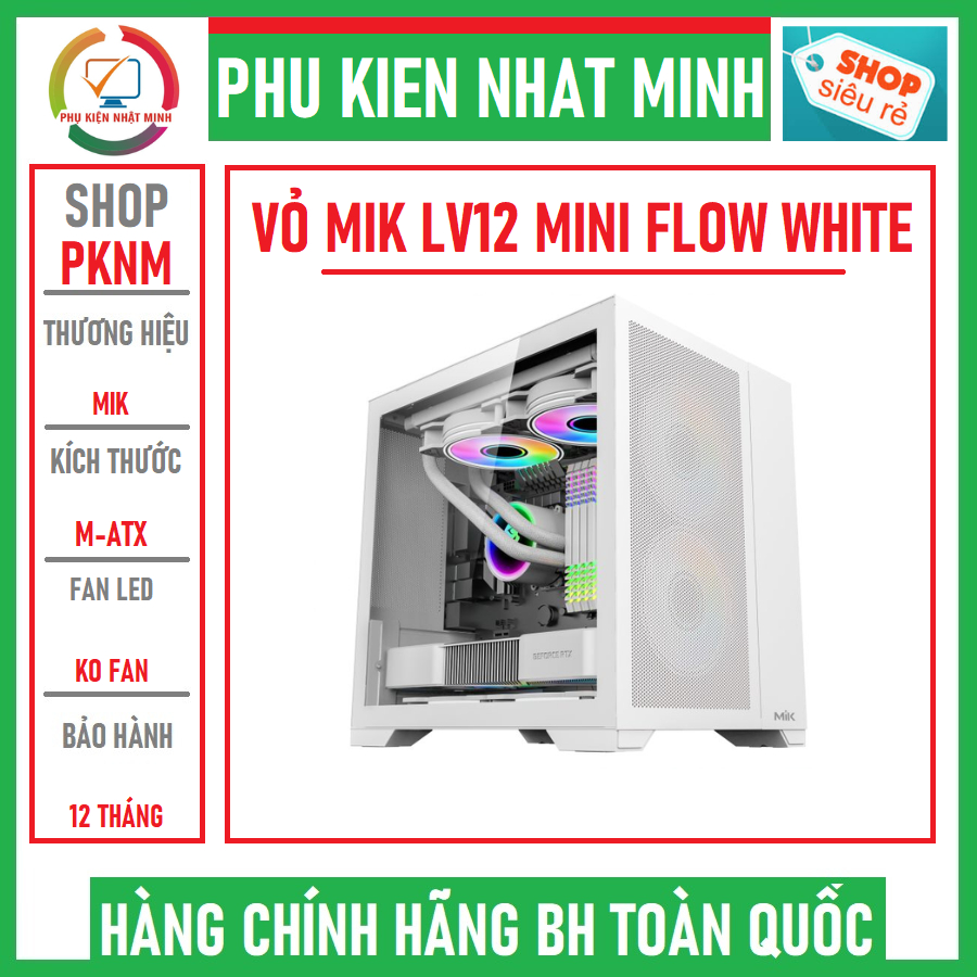 Mik LV12 MINI FLOW WHITE computer case (Supports Main iTX, mATX, ATX ...