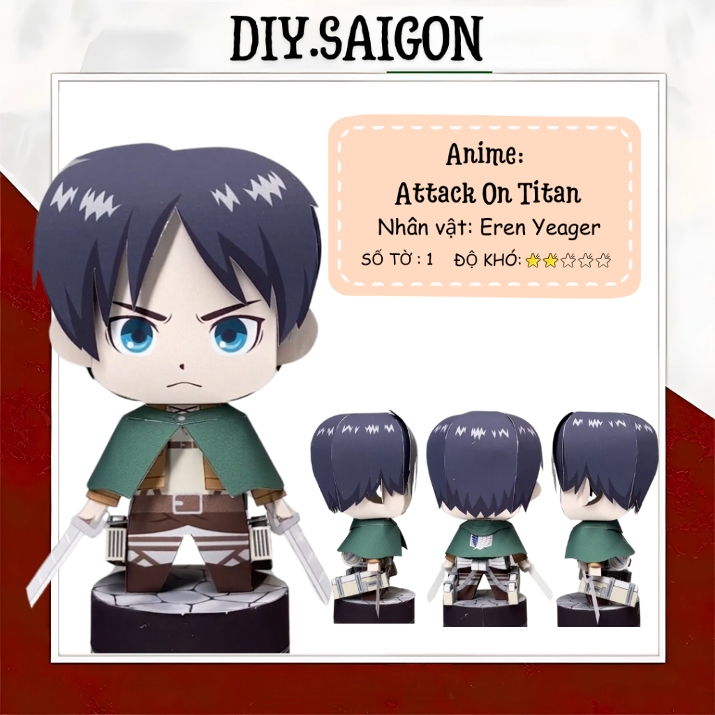 [Attack On Titan] - Anime Chibi Eren Yeager Paper Model | Shopee Singapore