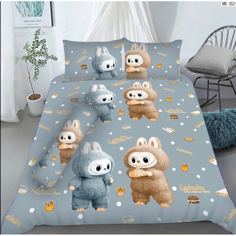 Single sheets and Labubu set of 4 sheets + Korean elastic pillowcases ...