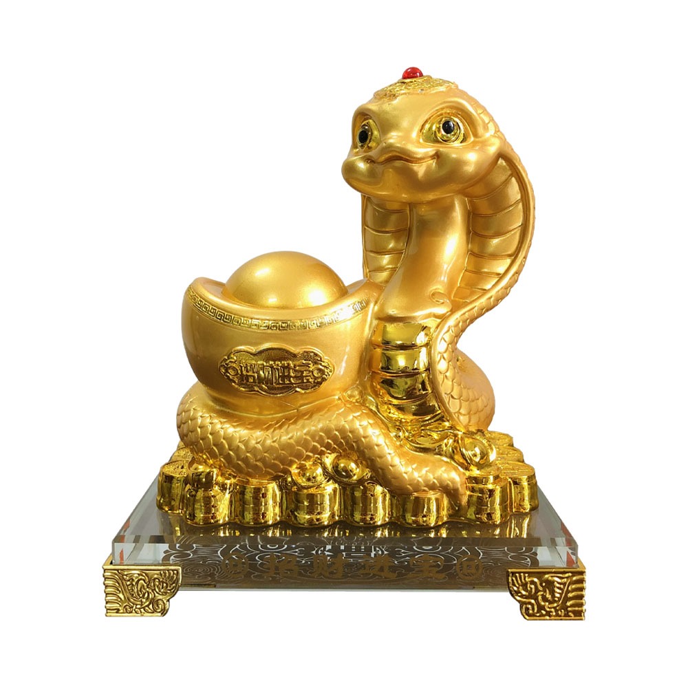 2025 golden snake statue made of decorative stone powder as a gift CNY ...