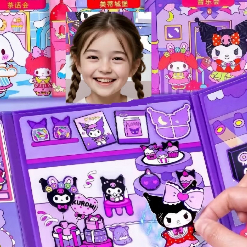 Kuromi Capybara magnetic sticker book Peel-and-stick sticker book toy ...